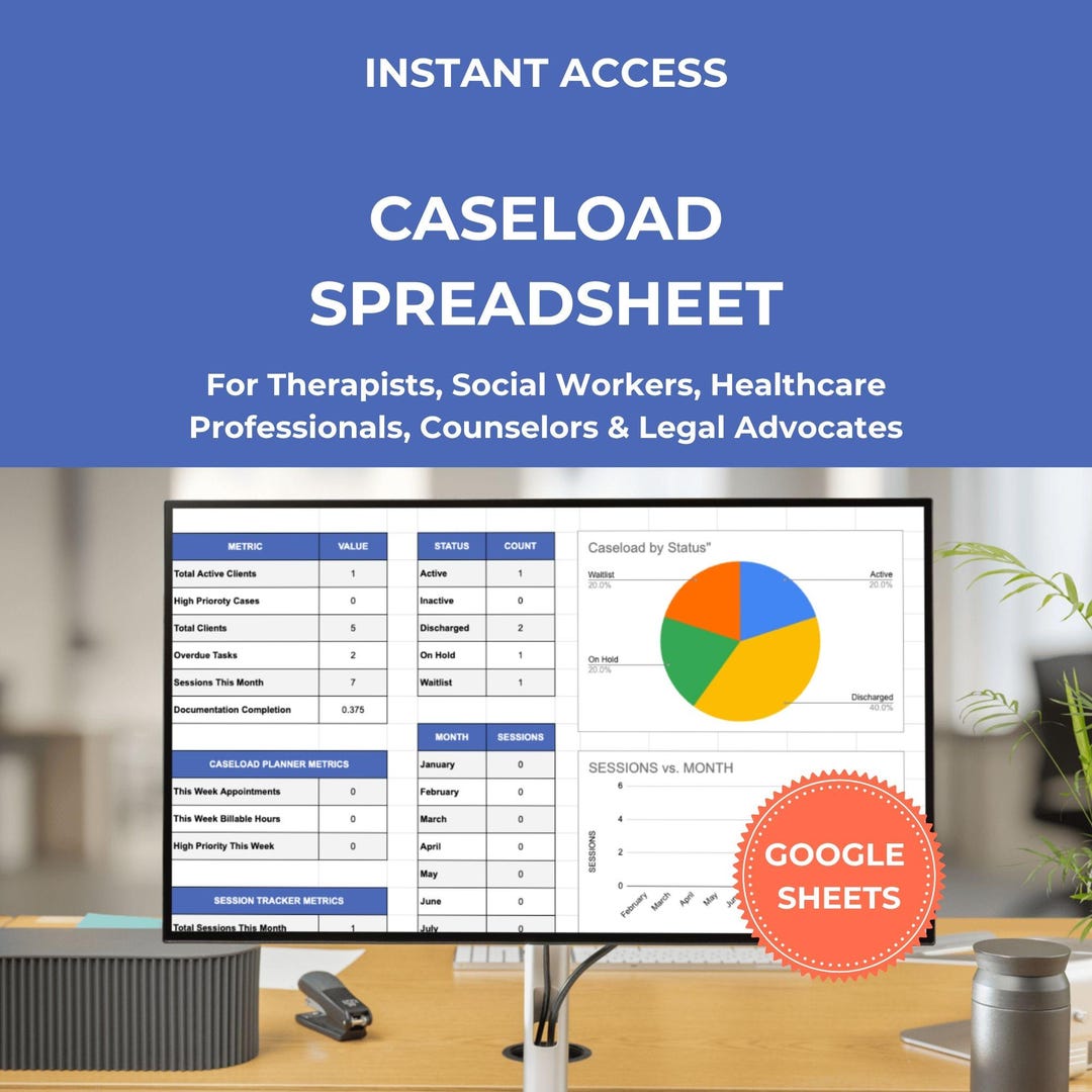 Caseload Spreadsheet for Therapists, Social Workers, and Healthcare ...