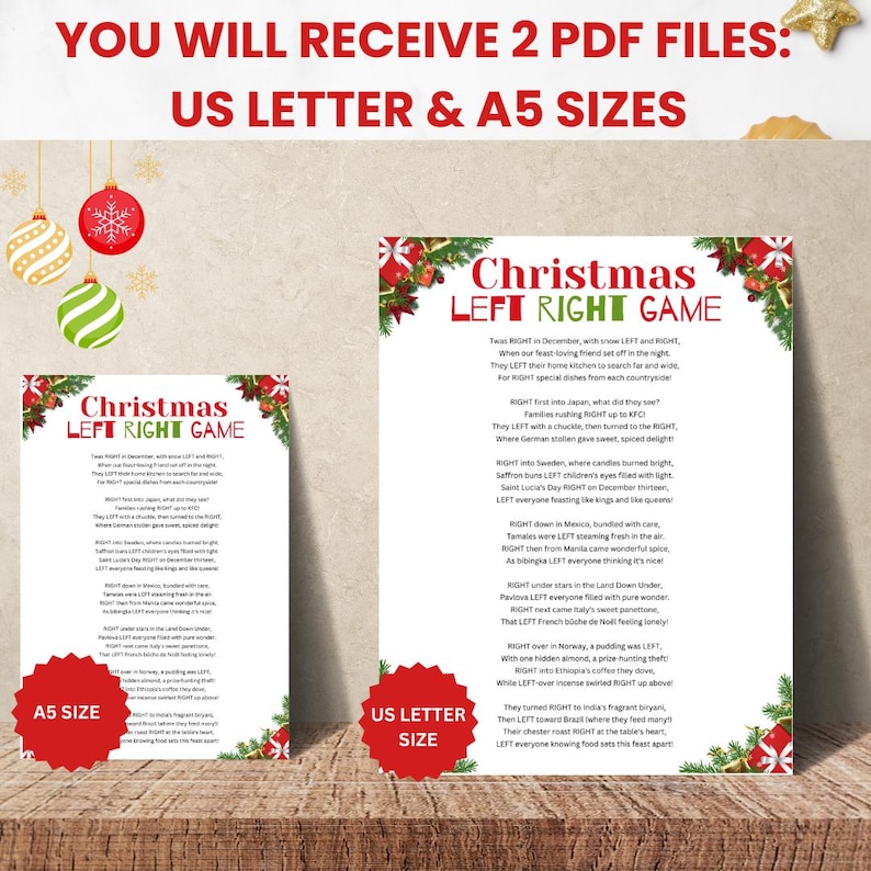 Christmas Left Right Game: Printable Pass the Prize and Gift Exchange ...