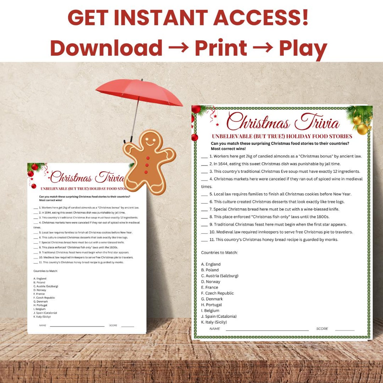 Christmas Trivia With Answer Sheet - Printable Office and Family Party ...
