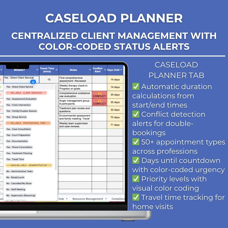 Caseload Spreadsheet for Therapists, Social Workers, and Healthcare ...