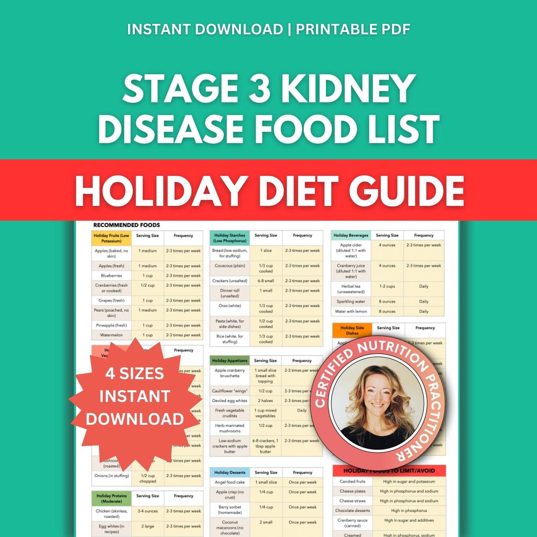 Stage 3 Kidney Disease Food List-holiday Diet Guide: Printable Food ...