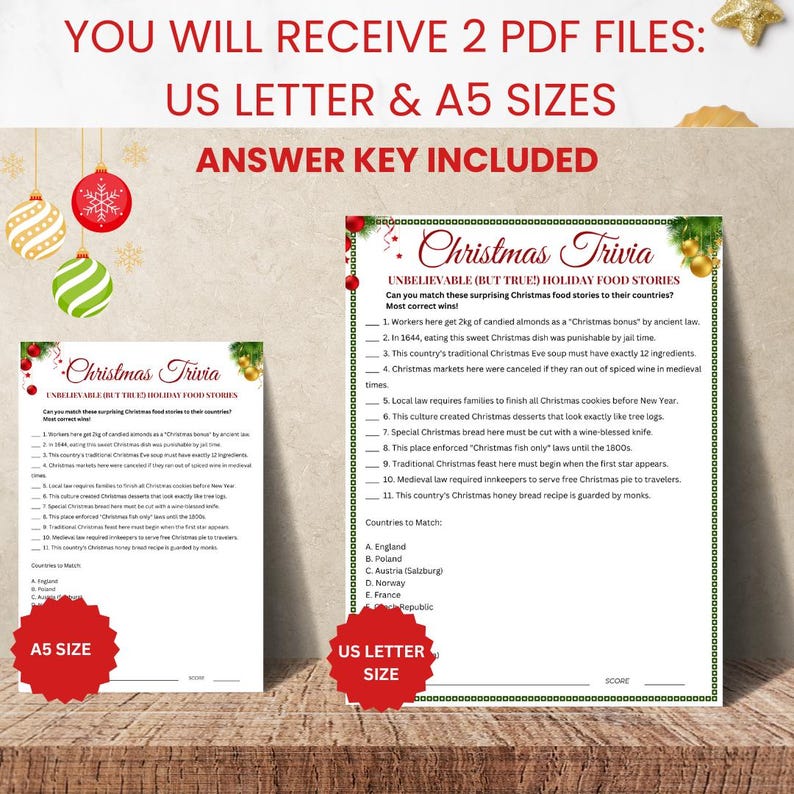 Christmas Trivia With Answer Sheet - Printable Office and Family Party ...