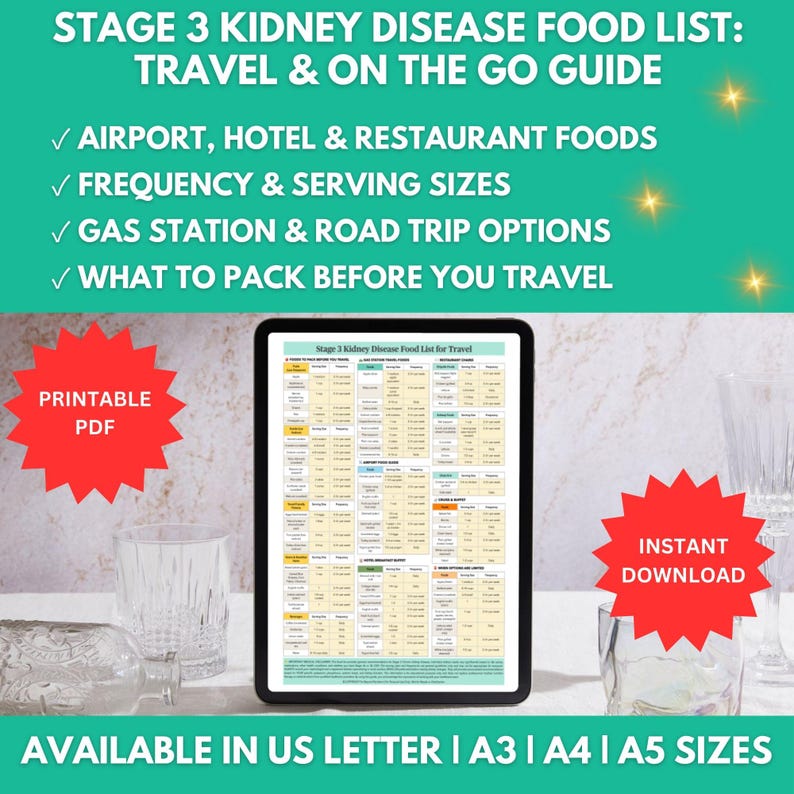 Stage 3 Kidney Disease Food List for Travel: Printable Guide With ...