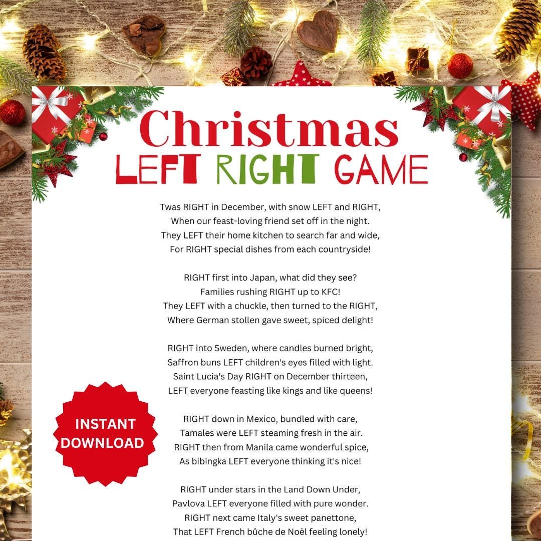 Christmas Left Right Game: Printable Pass the Prize and Gift Exchange ...
