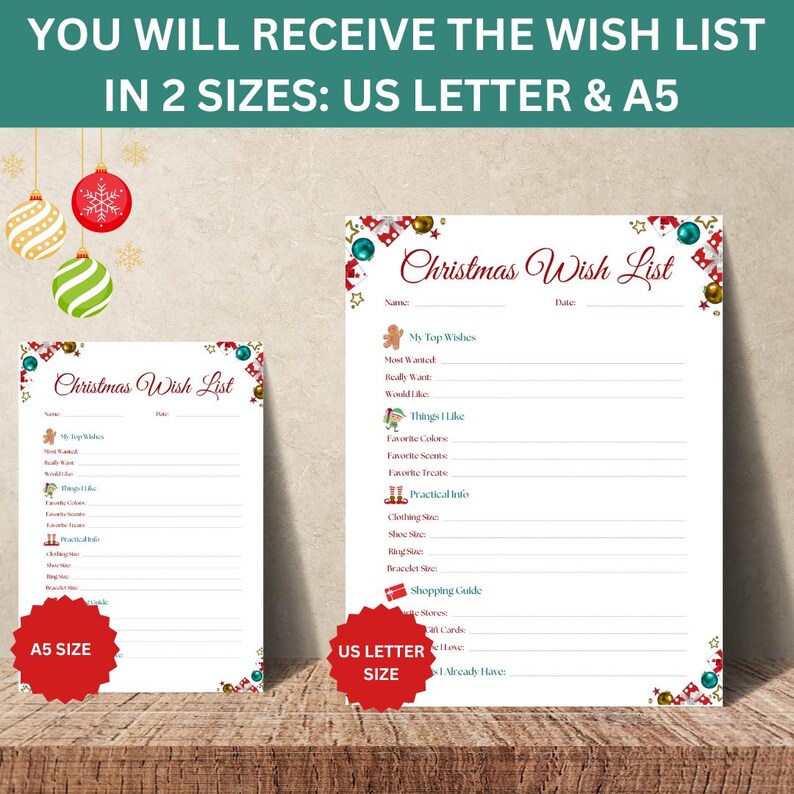 Christmas Wish List and Secret Santa Survey 2025 - Fillable & Printable ...