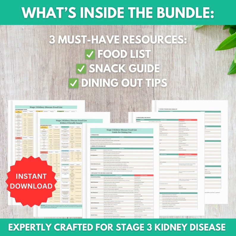 Stage 3 Kidney Disease Food List BUNDLE: Ultimate Guide for Kidney ...