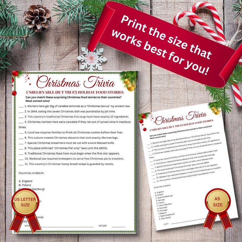 Christmas Trivia With Answer Sheet - Printable Office and Family Party ...