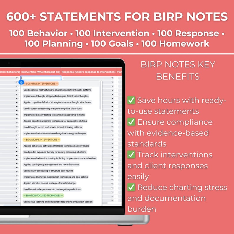 Therapy Notes Templates Bundle - 1700+ SOAP, DAP & BIRP Statements ...