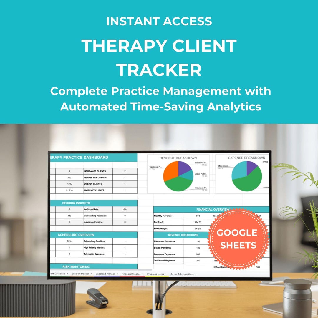 Therapy Client Tracker: Caseload Spreadsheet for Practice Management ...