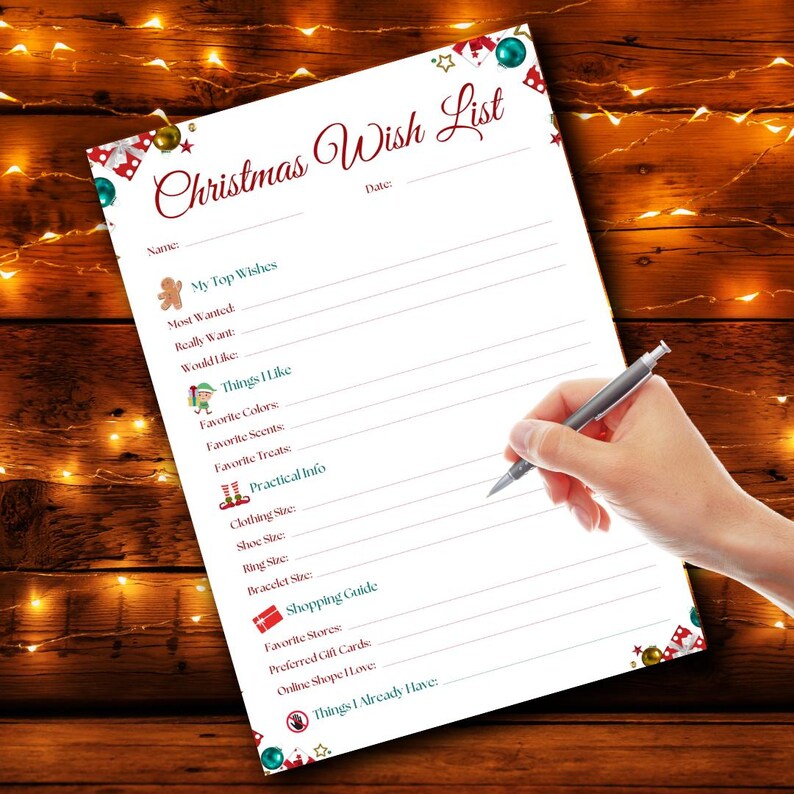Christmas Wish List and Secret Santa Survey 2025 - Fillable & Printable ...
