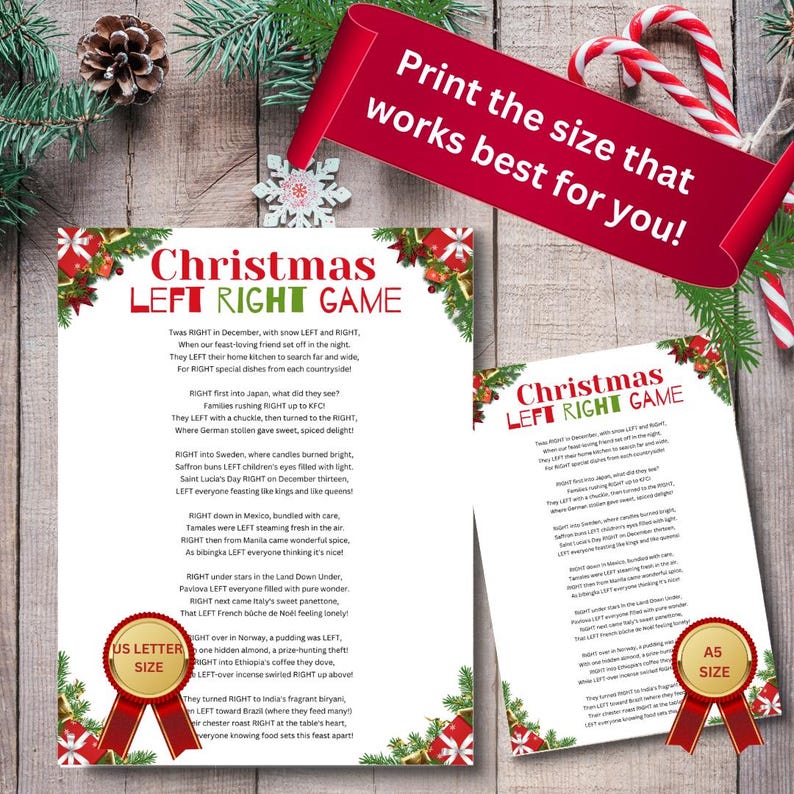 Christmas Left Right Game: Printable Pass the Prize and Gift Exchange ...