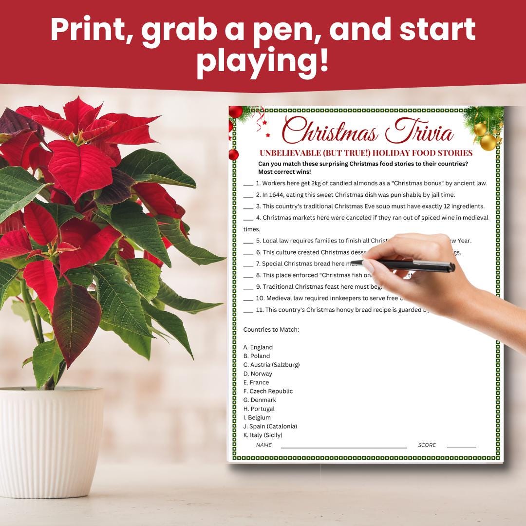 Christmas Trivia With Answer Sheet - Printable Office and Family Party ...