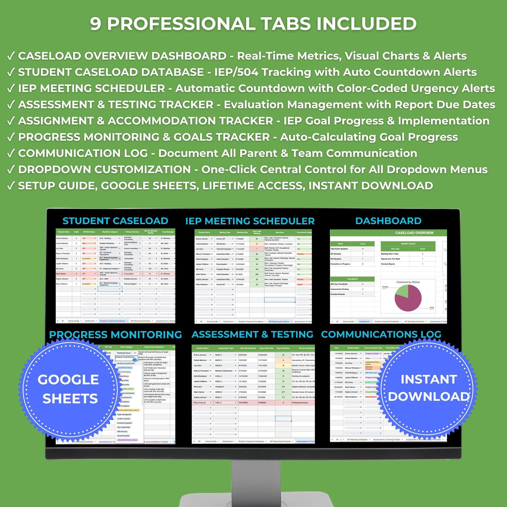 Special Ed Planner & IEP Data Tracker Spreadsheet | Google Sheets ...