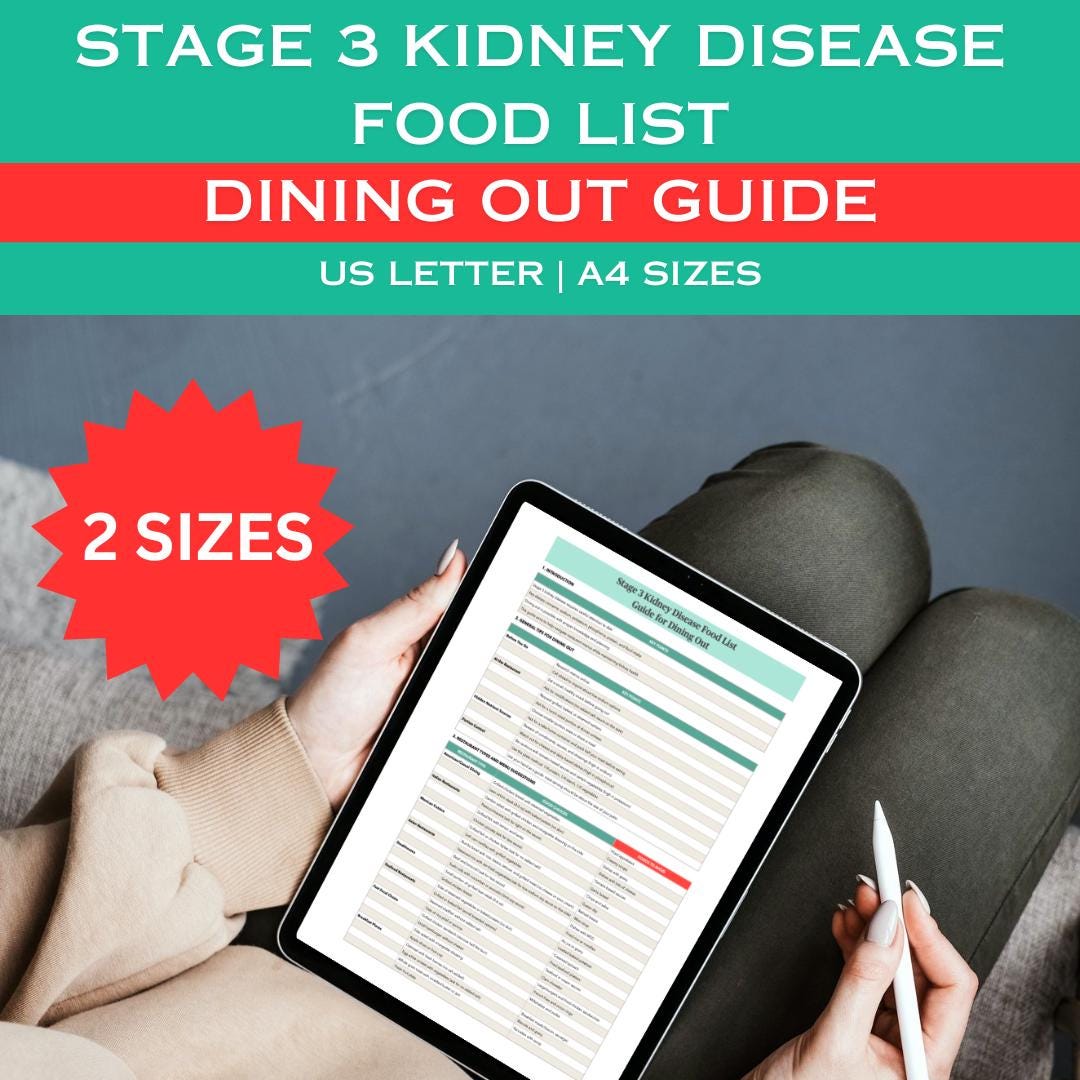 Stage 3 Kidney Disease Food List for Dining Out: Printable Dining Out ...