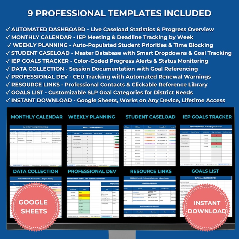 SLP Digital Planner: 9-tab IEP Planning & Caseload Tracker for Speech ...