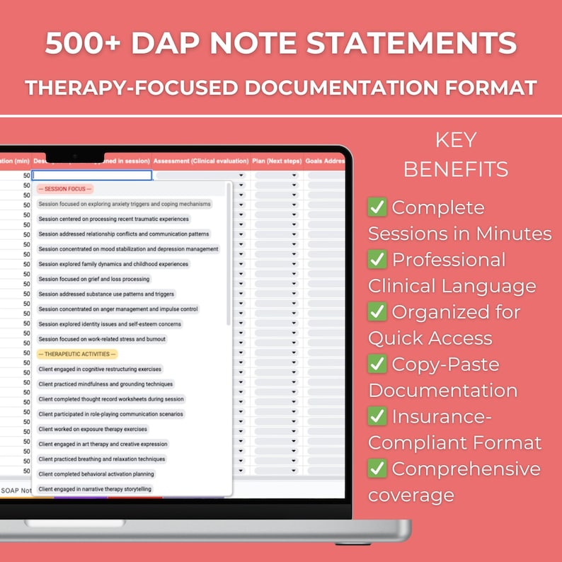 Therapy Notes Templates Bundle - 1700+ SOAP, DAP & BIRP Statements ...