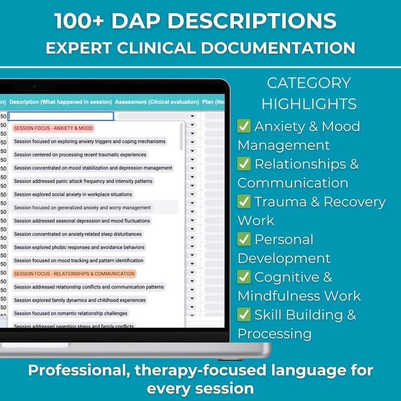 DAP Notes Template - 500+ DAP Statements, Google Sheets Progress Notes ...