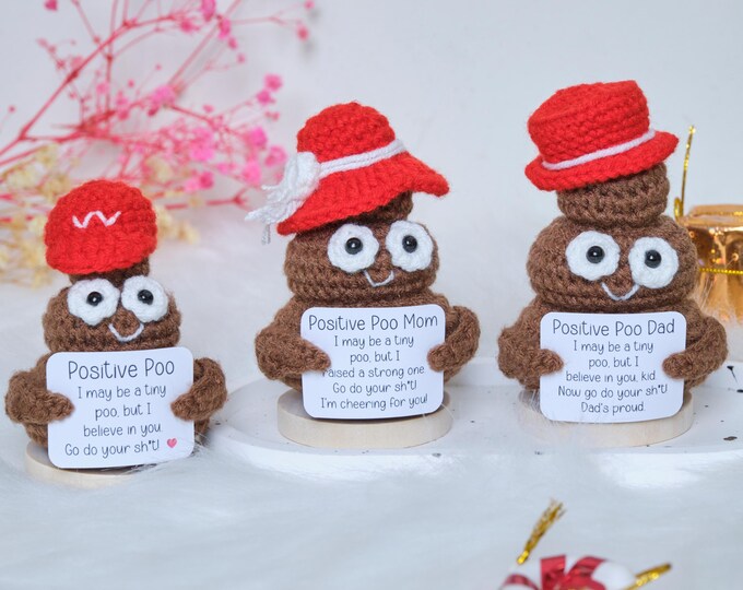 Crochet Positive Poo Plushy Desk Decor, Poop Emoji, Positive Poop Doll ...