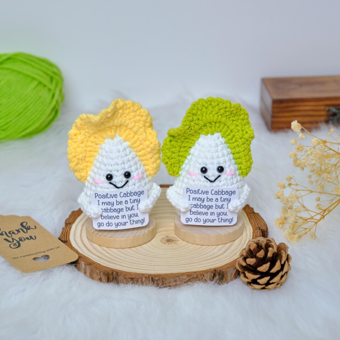 Crochet Positive Cabbage, Crochet Cabbage With Positive Message Card ...