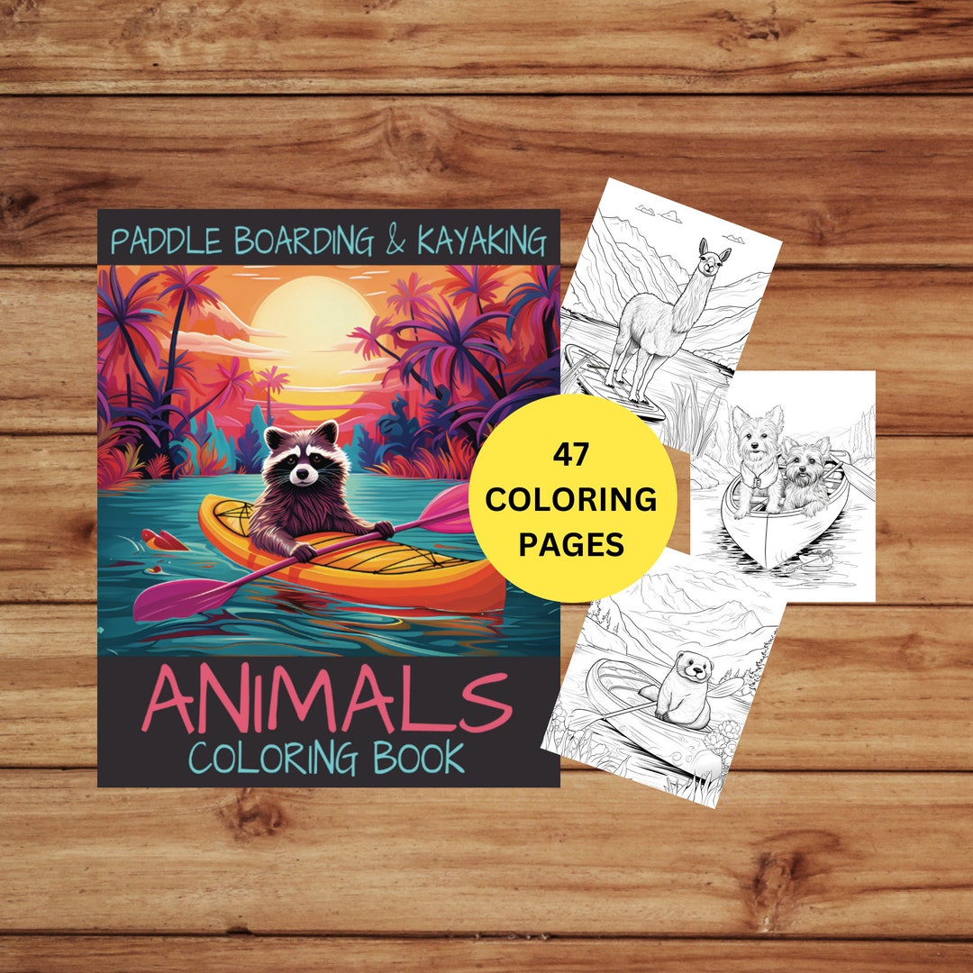 47 Paddle Boarding and Kayaking Animals Coloring Pages - Etsy