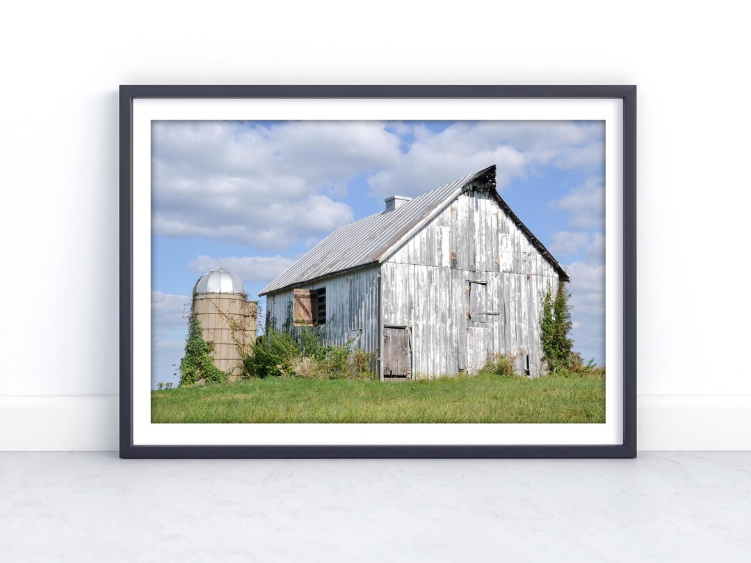 White Barn Print: Rustic Farmhouse Photography, Rural Landscape Art - Etsy