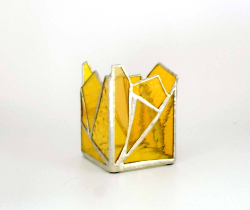Yellow Stained Glass Candle Holder - Etsy