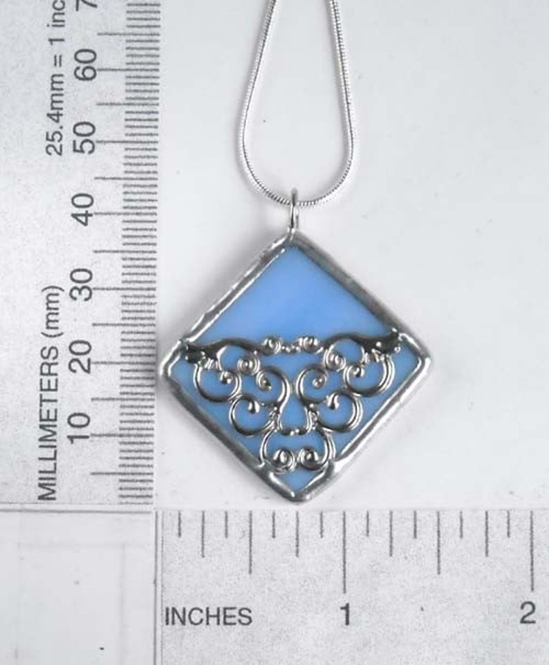 Blue Stained Glass Filigree Pendant - Etsy