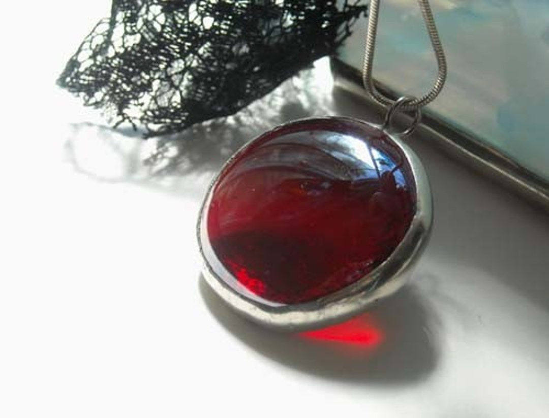 Red Glass Jewel Pendant - Etsy