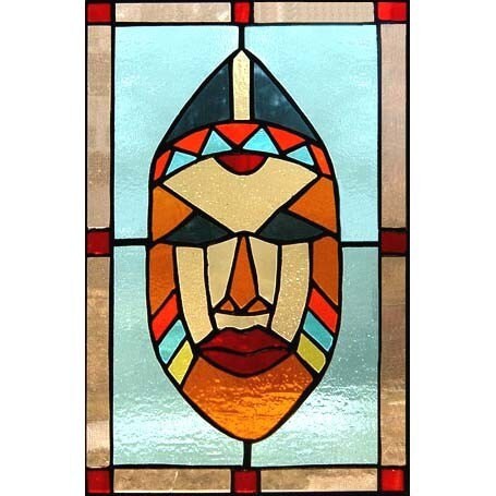 Tribal Mask Stained Glass Panel - Etsy