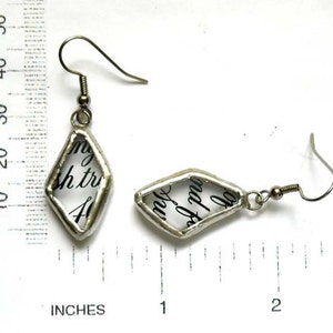 Upcycled Glass Earrings With Script Writing - #14 - Etsy