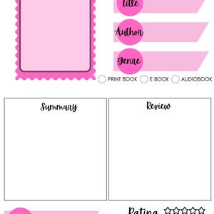 Pink Book Journal Template Pack - Etsy