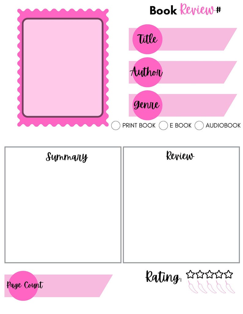 Pink Book Journal Template Pack - Etsy