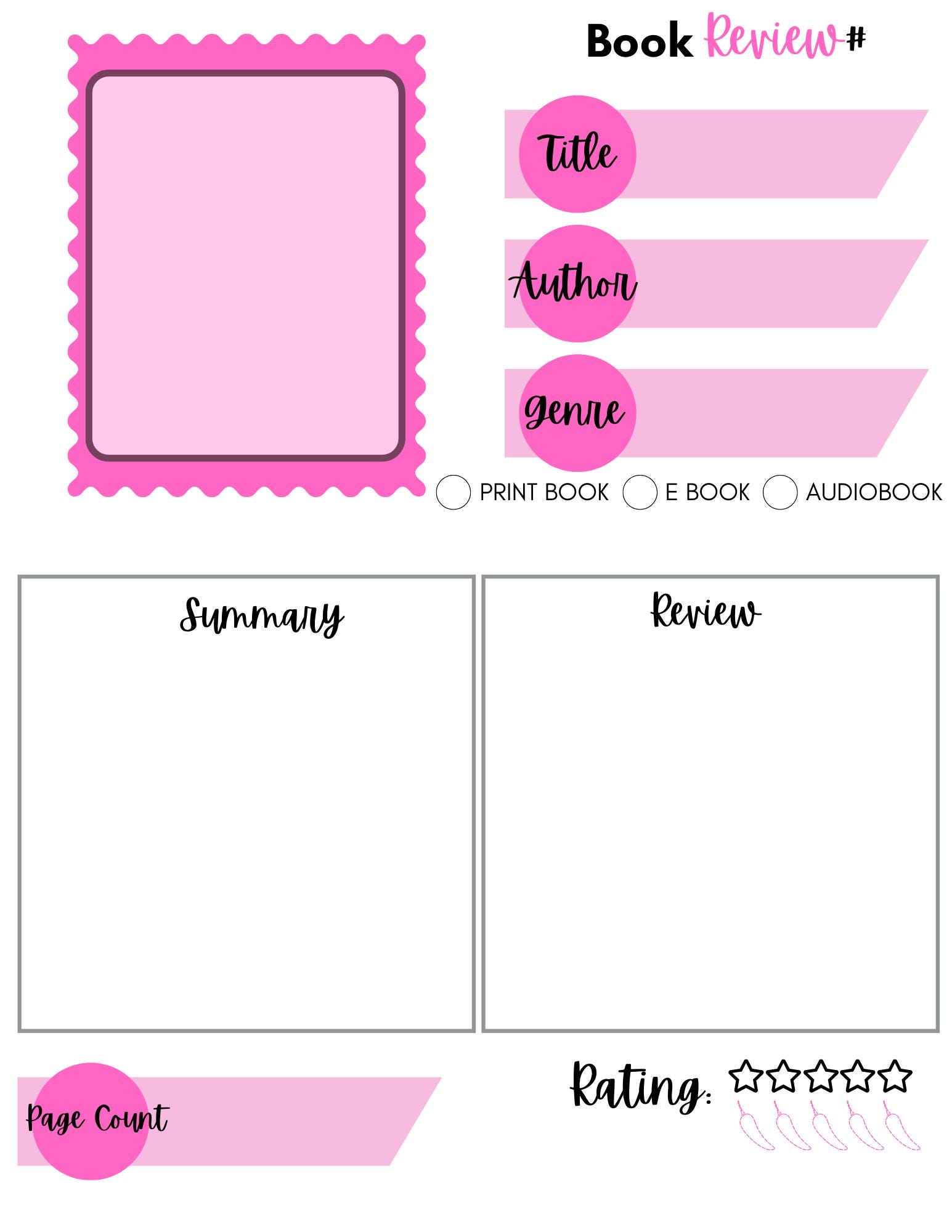 Pink Book Journal Template Pack - Etsy