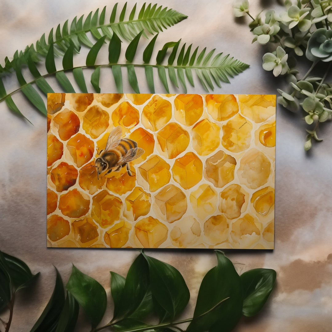 Busy Bee Canvas Print, Honeybee and Honeycomb Painting, Living Room ...