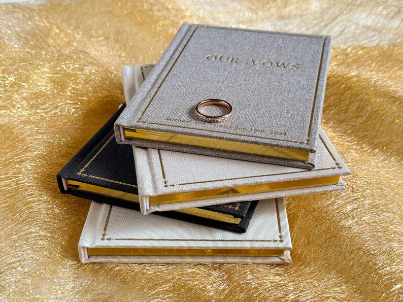 Custom Linen Vow Book Set, Wedding Vow Booklets, 2 Vow Books, Luxury ...