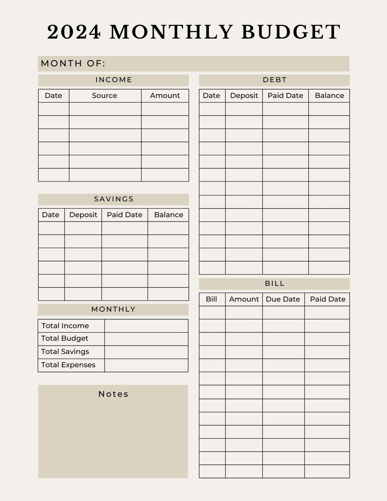 Digital Monthly Budget Planner - Etsy Canada