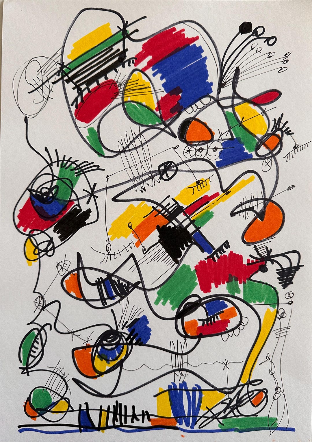 Art Original | Abstract Marker Drawing on Paper, Chaos | A4 | Hope ...