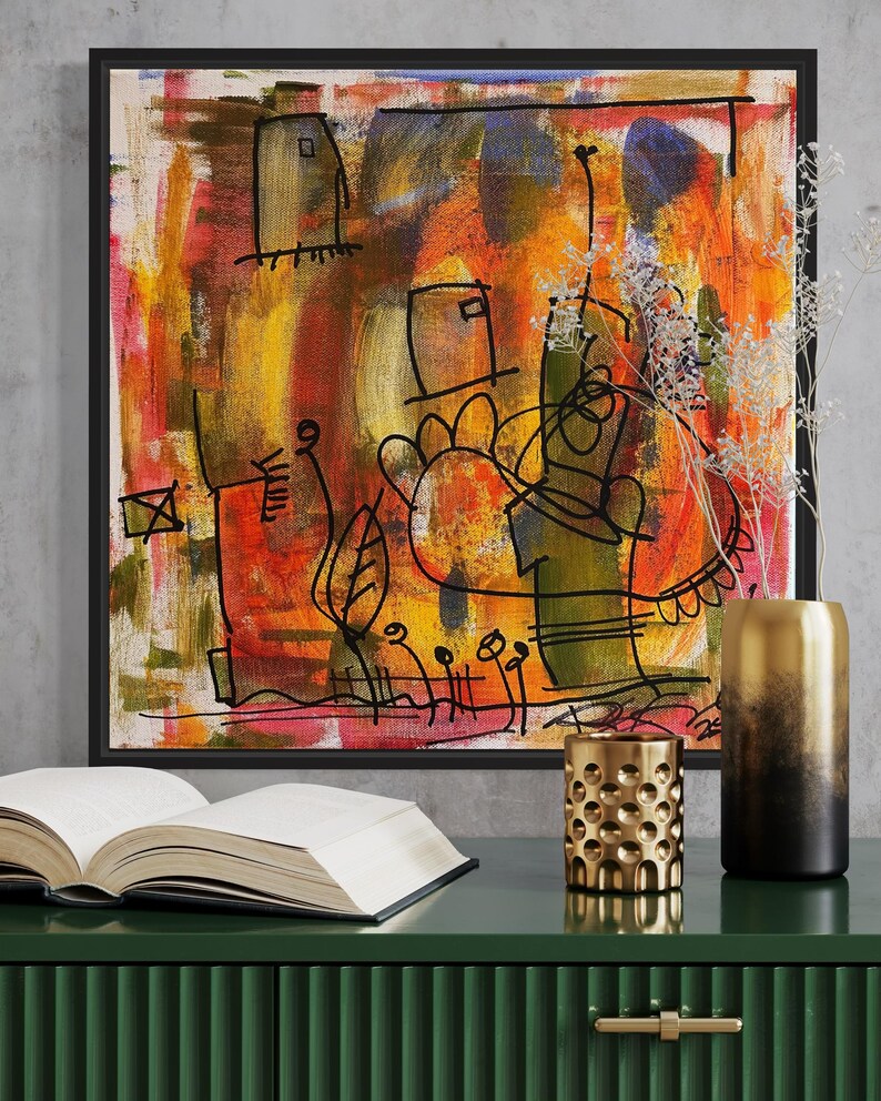 Original Abstract Expressionist Painting | Joyful Expression, 40x40 Cm ...