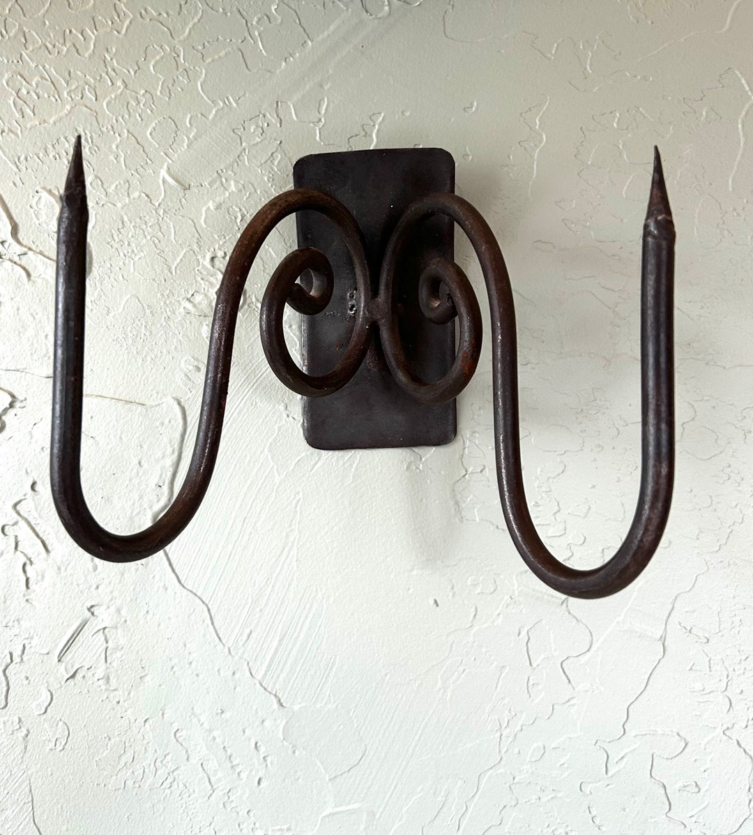 Candle Sconce Rustic Primitive Hand Forged Farmhouse Black Wrought Iron ...