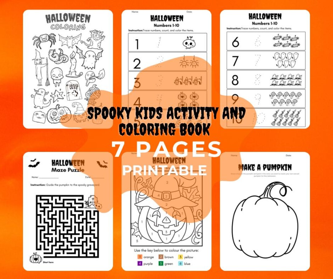 Spooky Printable Kids Activity and Coloring Book | Educational ...