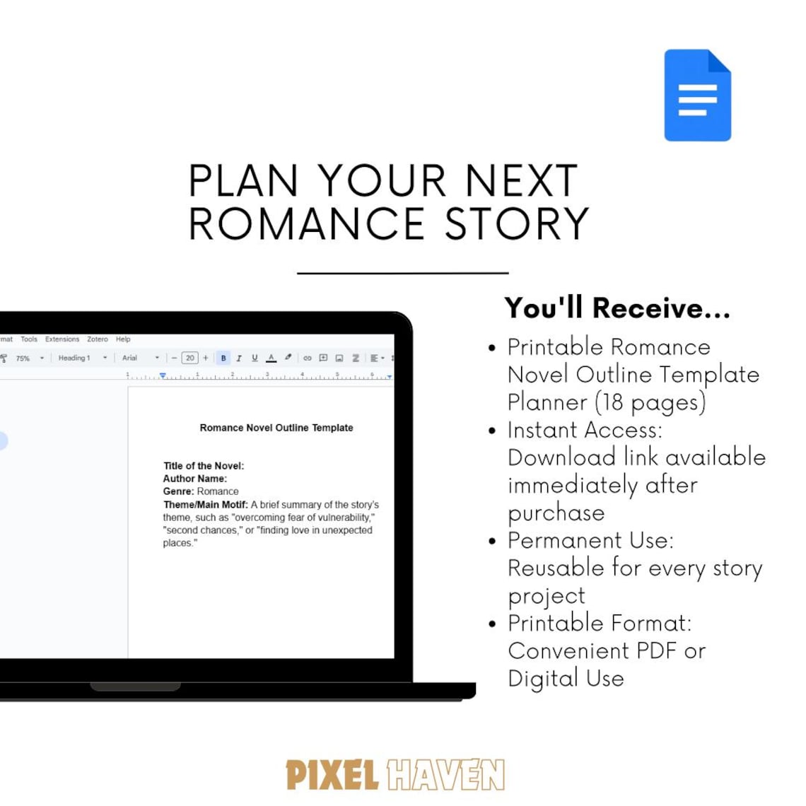 Romance Novel Outline Template for Google Docs |book Writing Beat Sheet | Digital Story Planner ...
