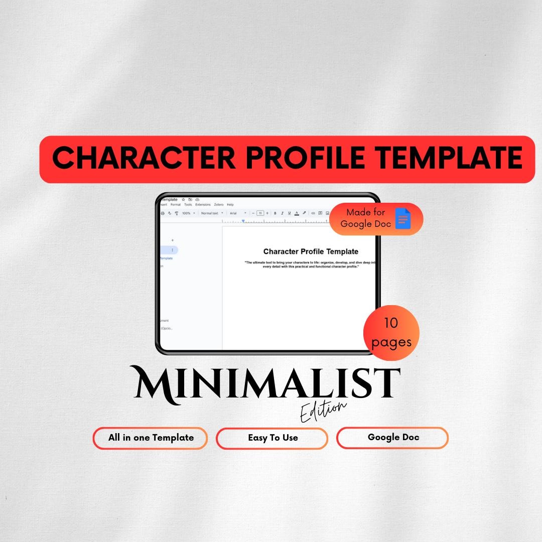 Character Profile Template for Writers | Editable Google Docs | Fiction ...