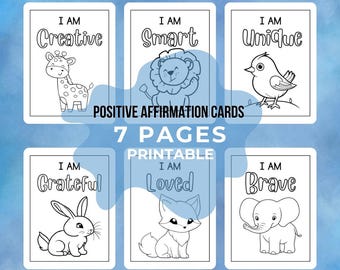 32 Printable Positive Affirmation Cards to Color for Kids, Motivational ...