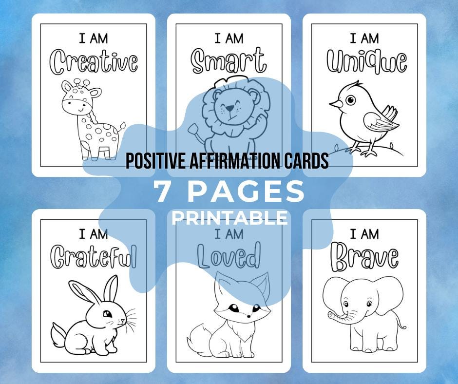 Printable Positive Affirmation Cards to Color for Kids, Motivational ...