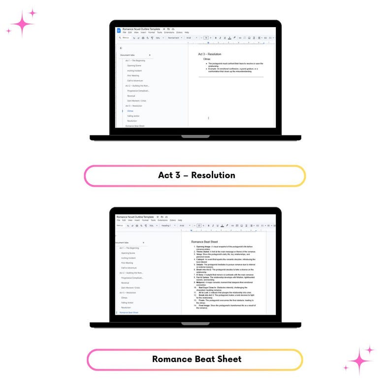 Romance Novel Outline Template for Google Docs |book Writing Beat Sheet ...