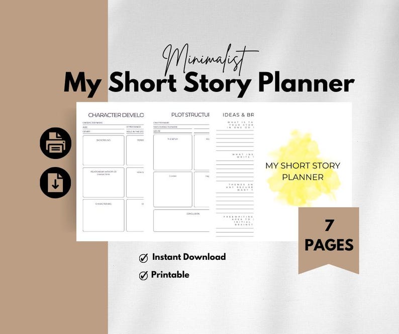 Printable Short Story Planner for Writers | Writing Template | Story ...