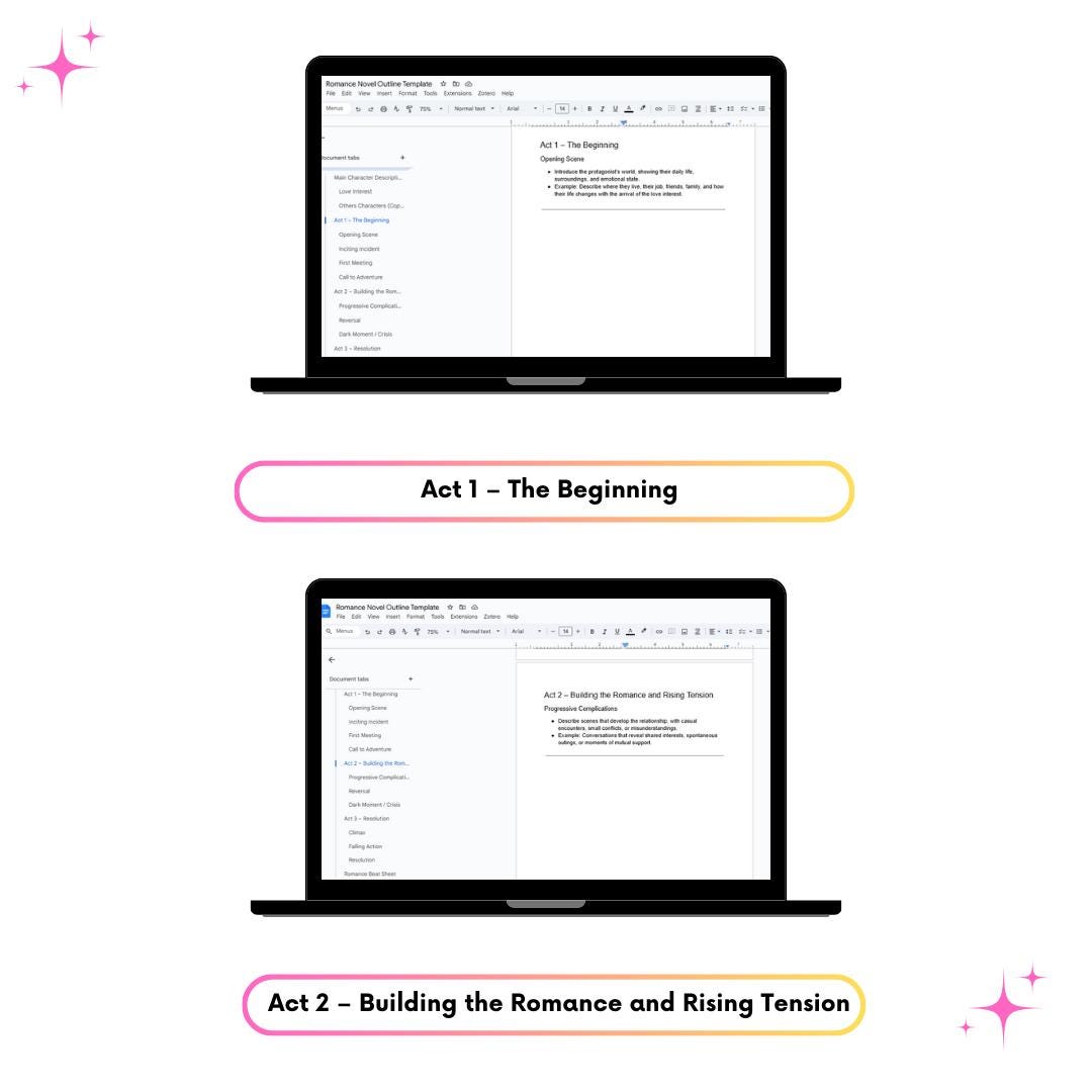 Romance Novel Outline Template for Google Docs |book Writing Beat Sheet | Digital Story Planner ...