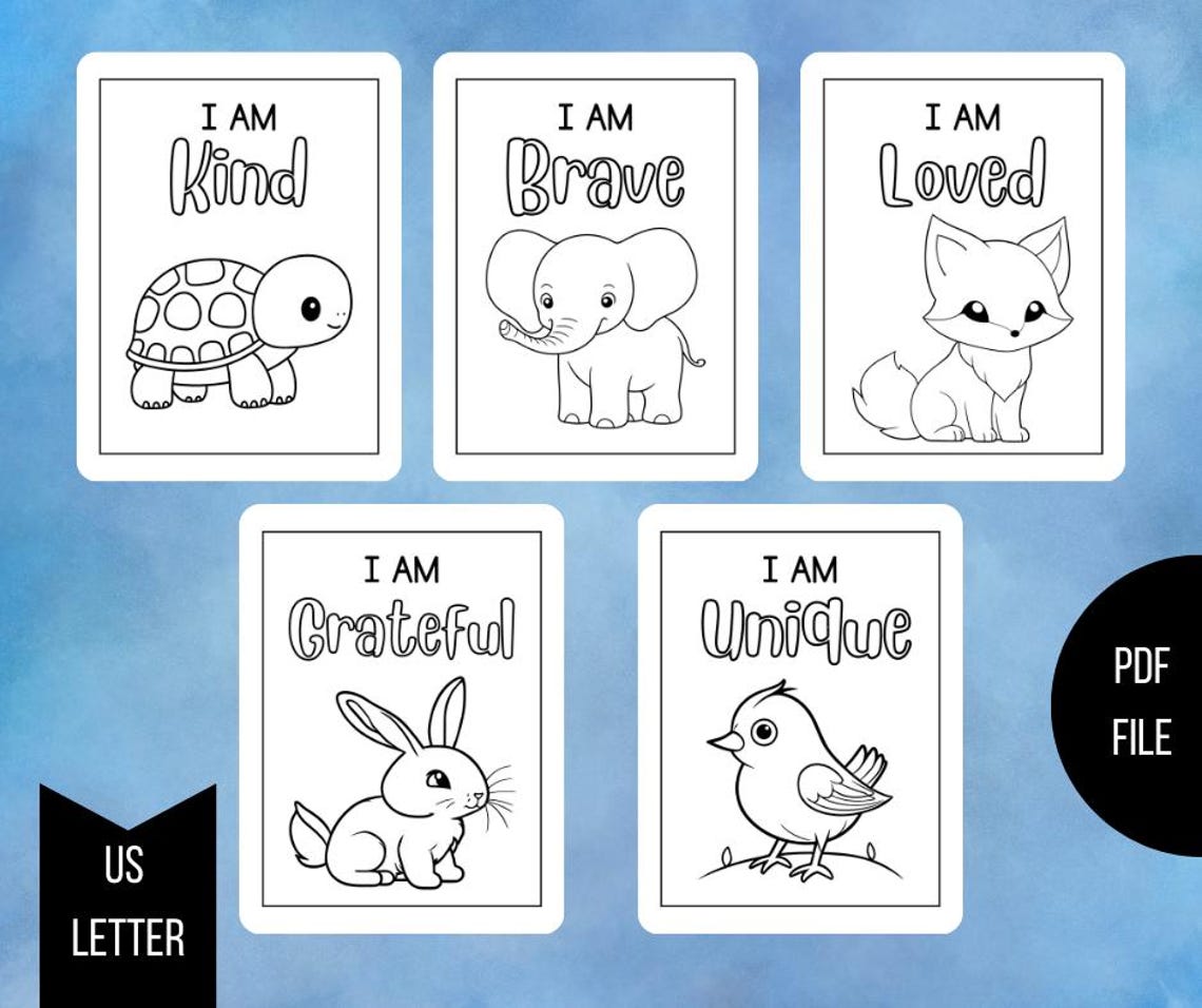 Printable Positive Affirmation Cards to Color for Kids, Motivational ...
