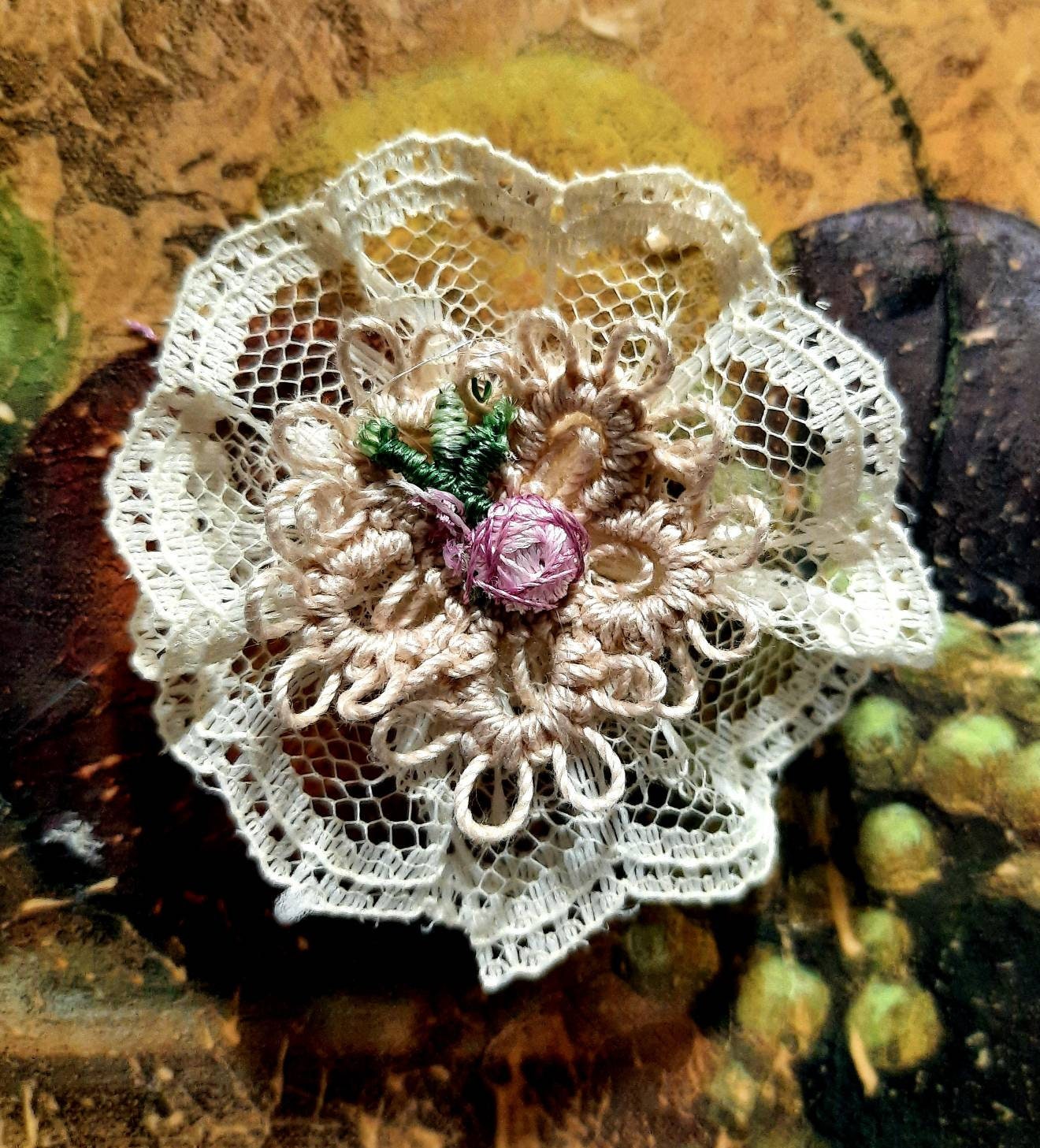 Set of Six 6 Hand Made Tatted Double Layered Flowers. the - Etsy