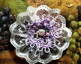 Set of Six 6 Hand Made Tatted Double Layered Flowers. the - Etsy